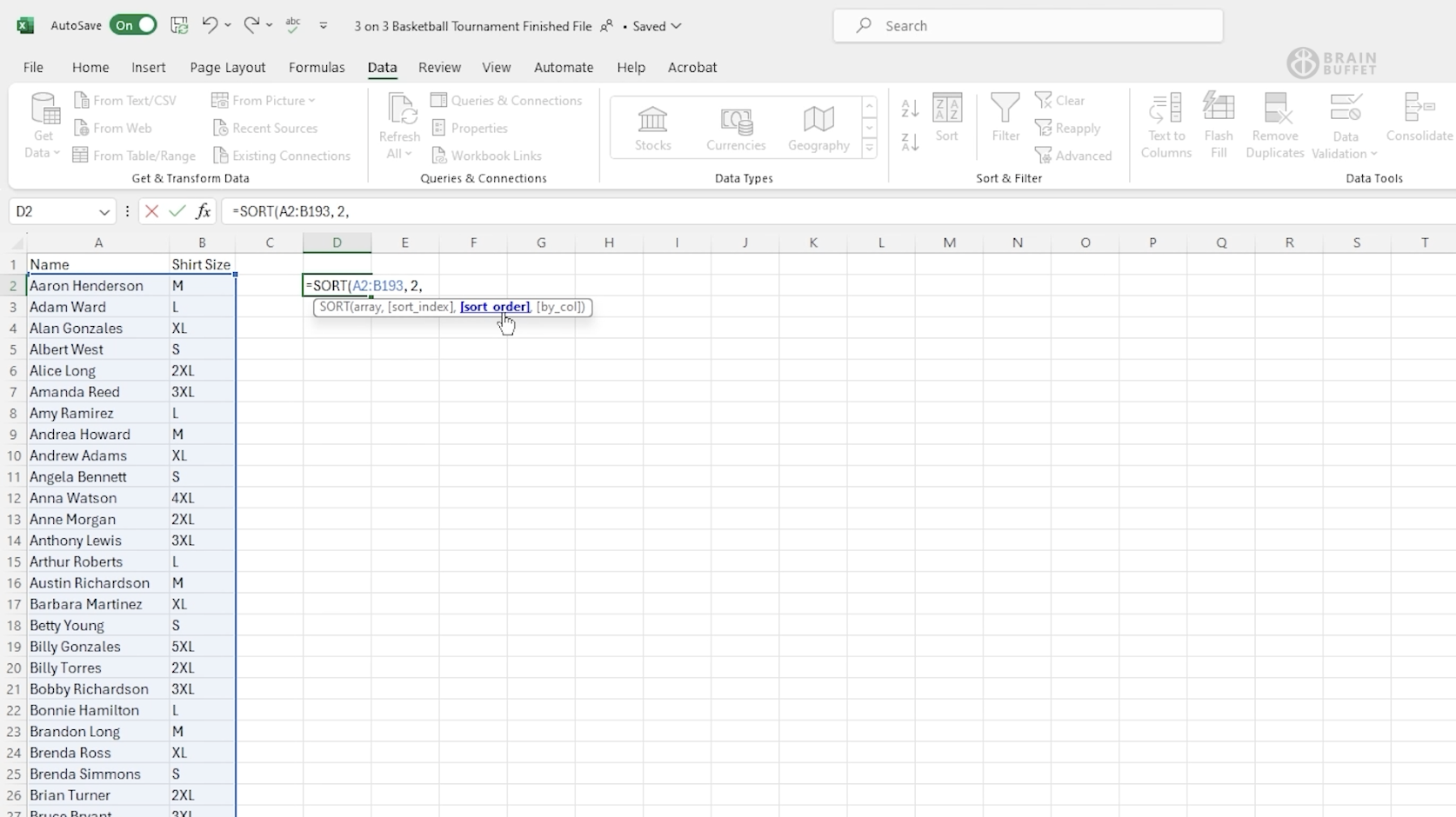 Microsoft Excel 365 – BrainBuffet
